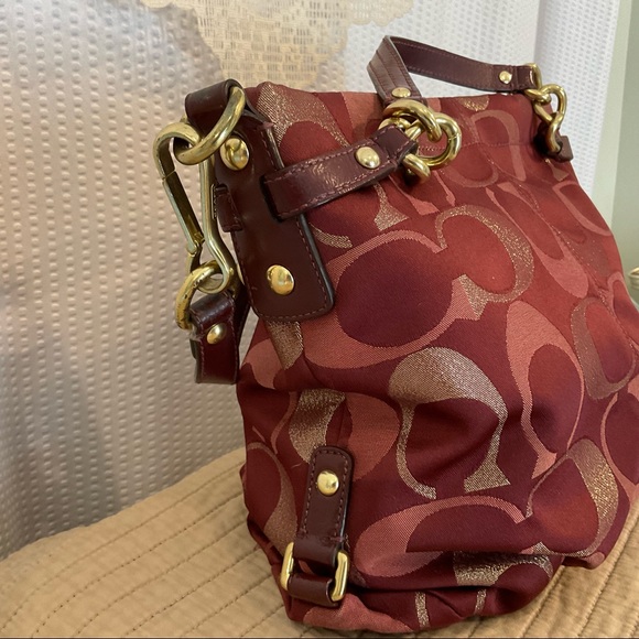 Coach | Bags | Coach Metallic Signature Brooke Tote Bag Id F804 Size 13 ...